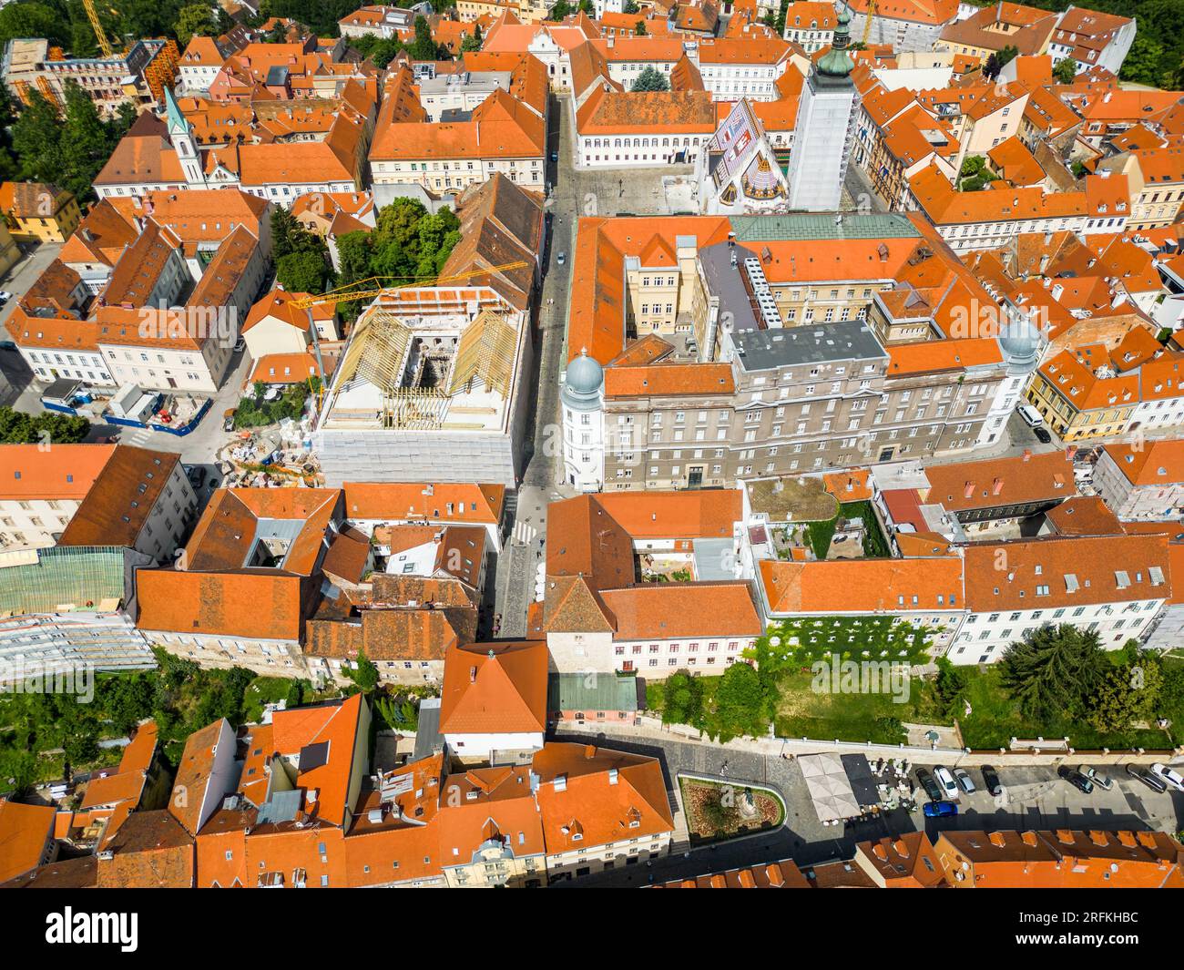 Aerial drone view of Zagreb, Croatia. Historical city centre with ...