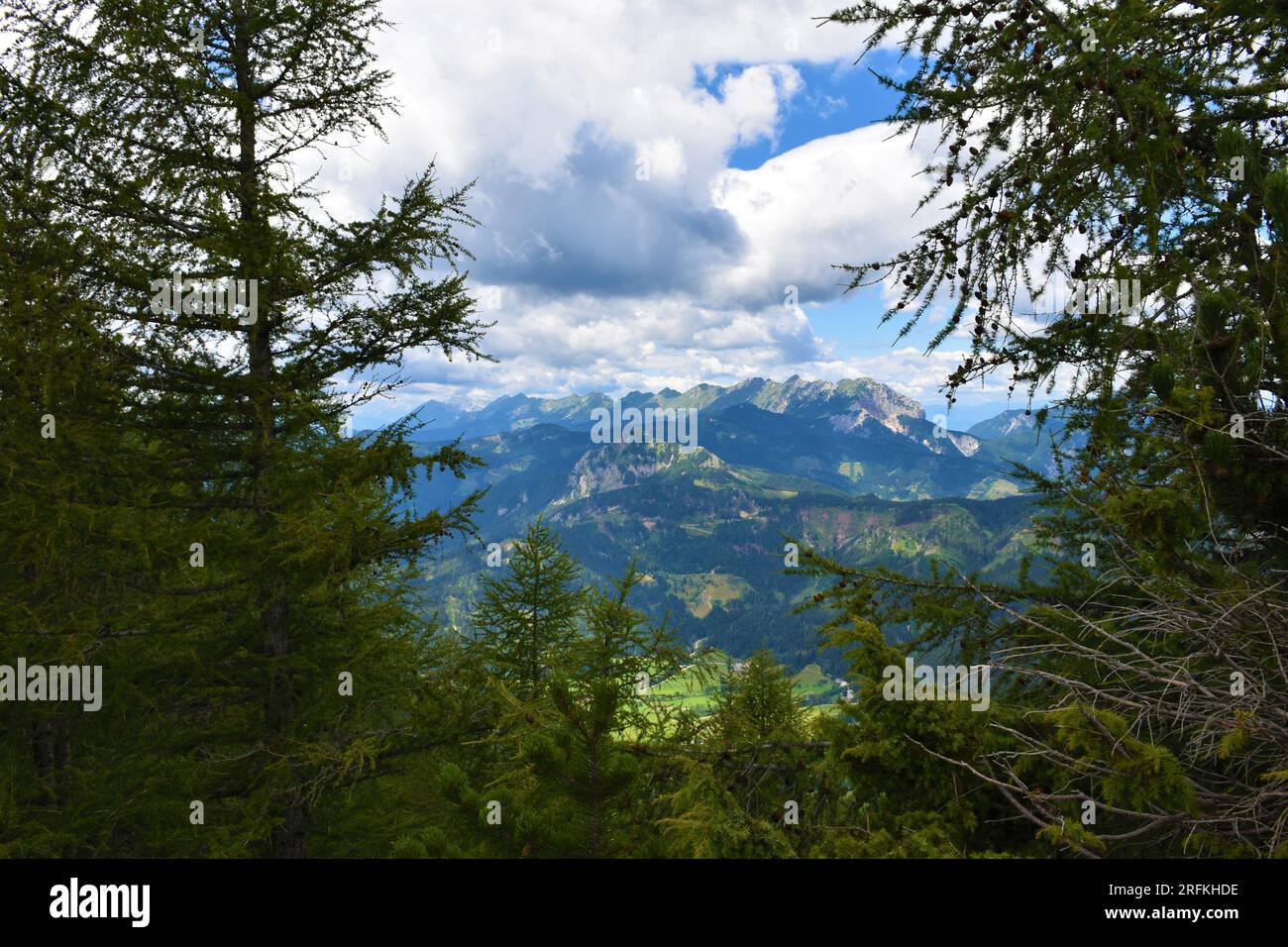 View of a mountain range in Karavanke mountains in Gorenjska, Slovenia ...