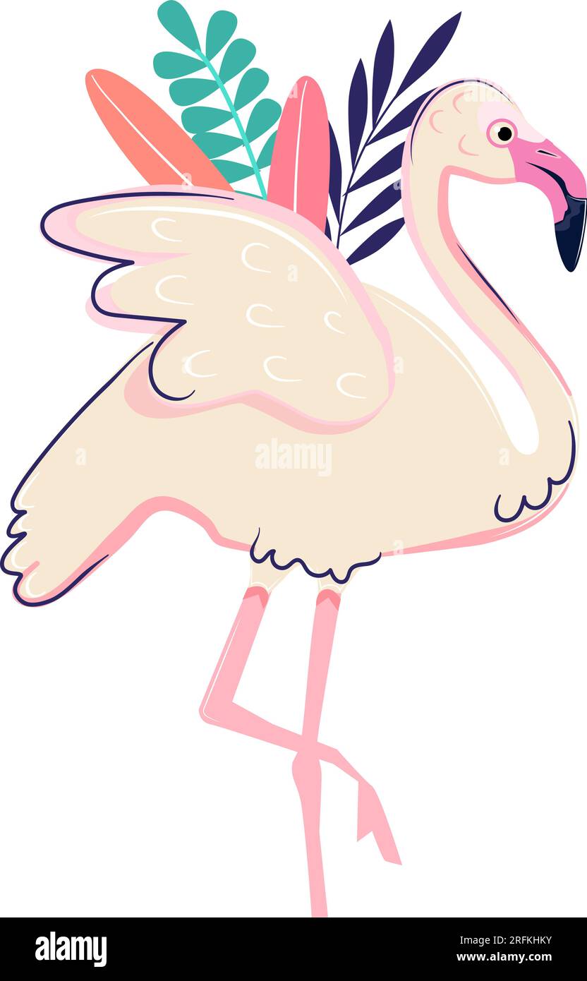 vector Flamingo with beige color on white background Stock Vector Image ...