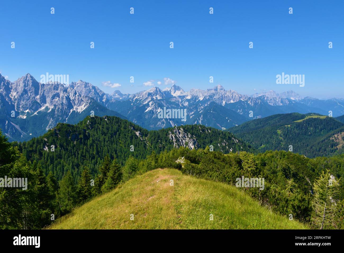 View of mountain peaks in Julian alps and Triglav national park ...