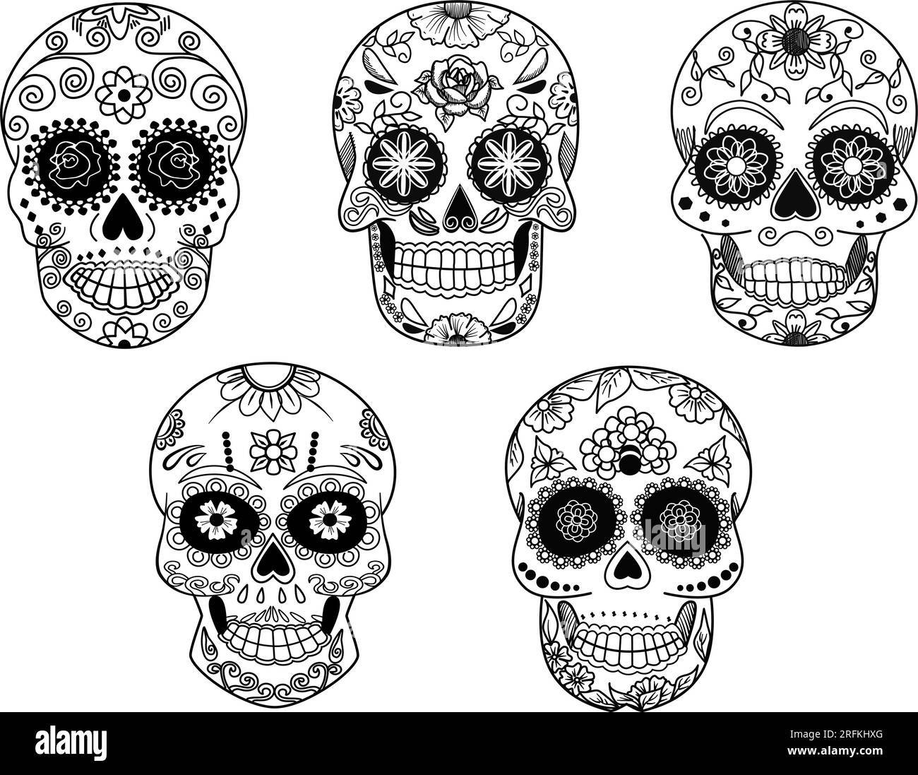 Vector Set Of Sugar Skulls Stock Vector Image And Art Alamy