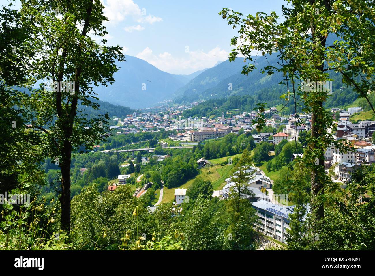 View of the town of Tai di Cadore in Veneto region and Belluno province ...