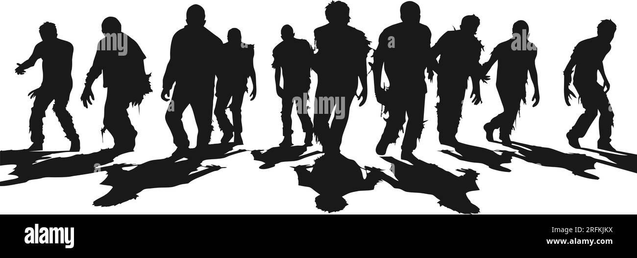 vector a set of zombie silhouettes. vector walking zombies. zombies ...