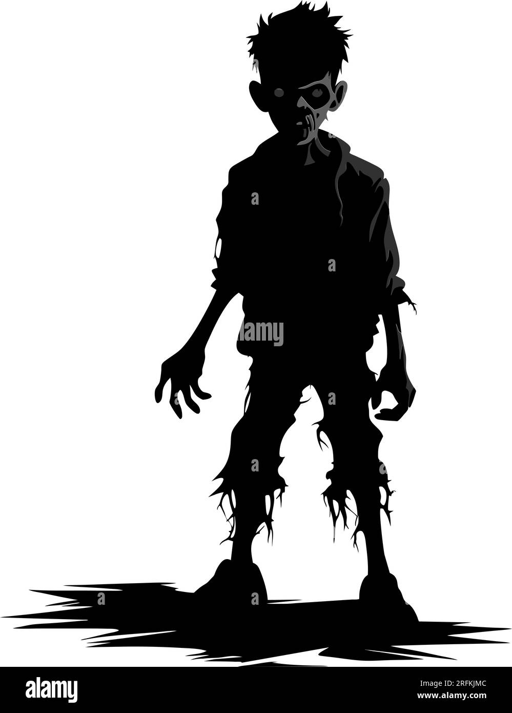 vector zombie silhoutte. standing creepy zombie. angry zombie with dark ...