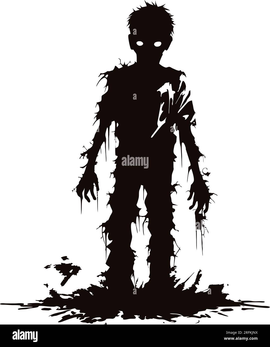 vector zombie silhoutte. standing creepy zombie. angry zombie with dark ...