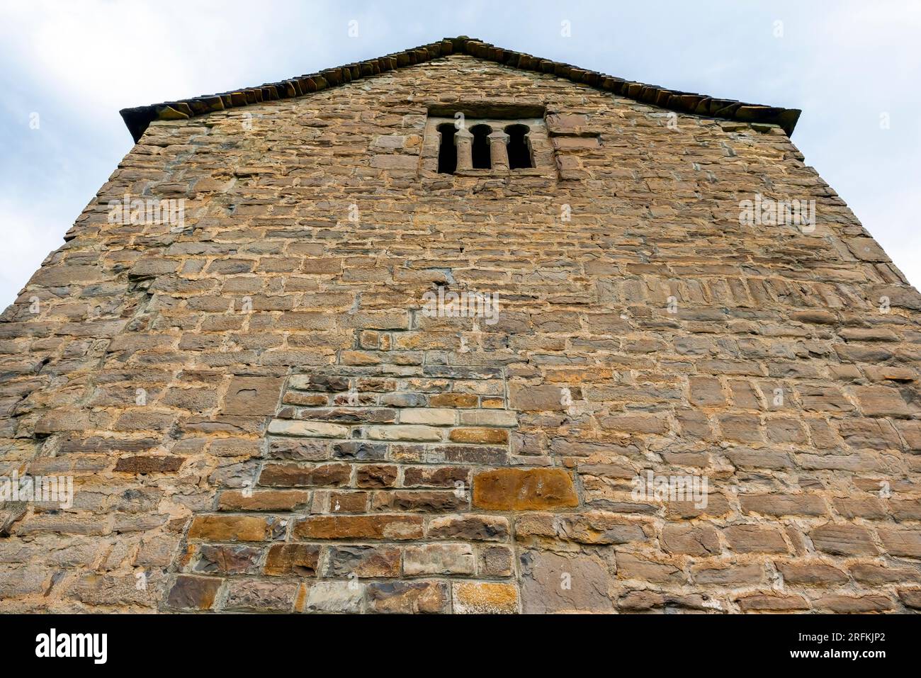 Triple "keyhole" window of Mozarabic-Romanesque church of San Juan de ...