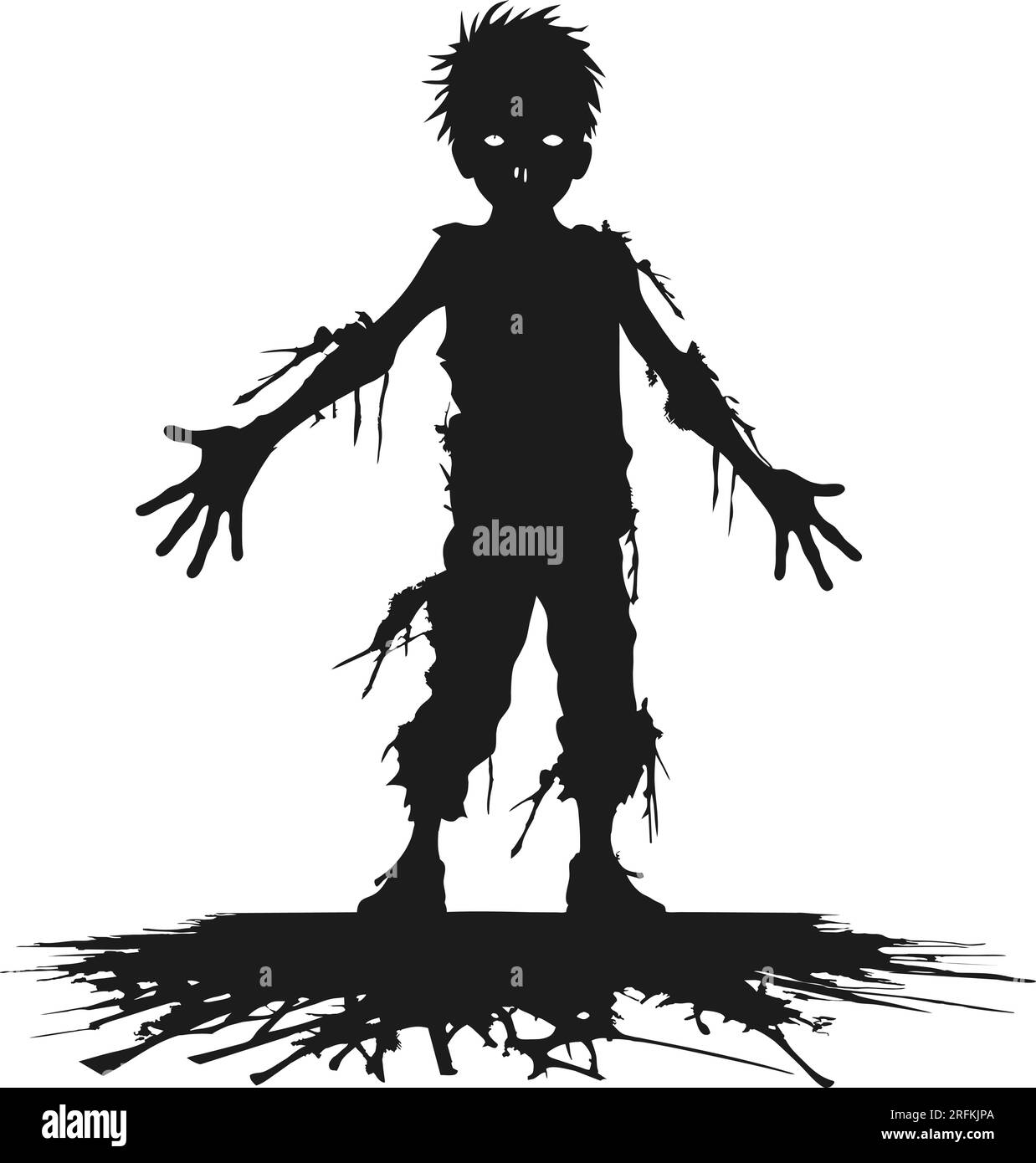 vector zombie walking out from grave. standing zombie and raising hands ...