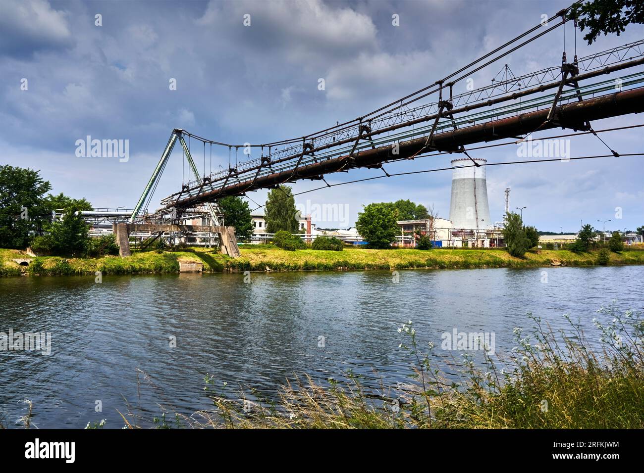 Pipeline in a pipe bridge to a chemical factory in the Czech Republic ...