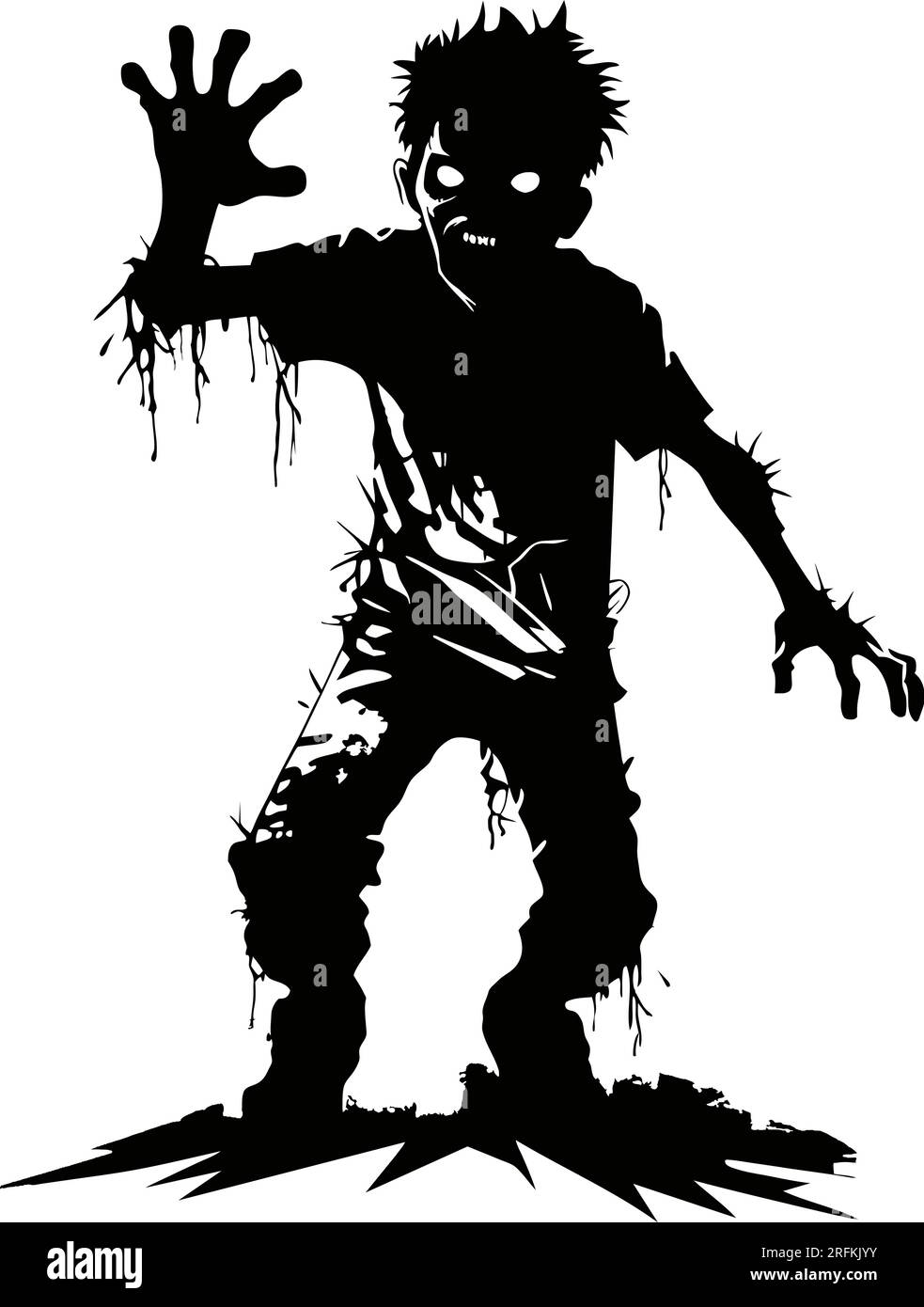 vector zombie walking out from grave. standing zombie and raising hands ...