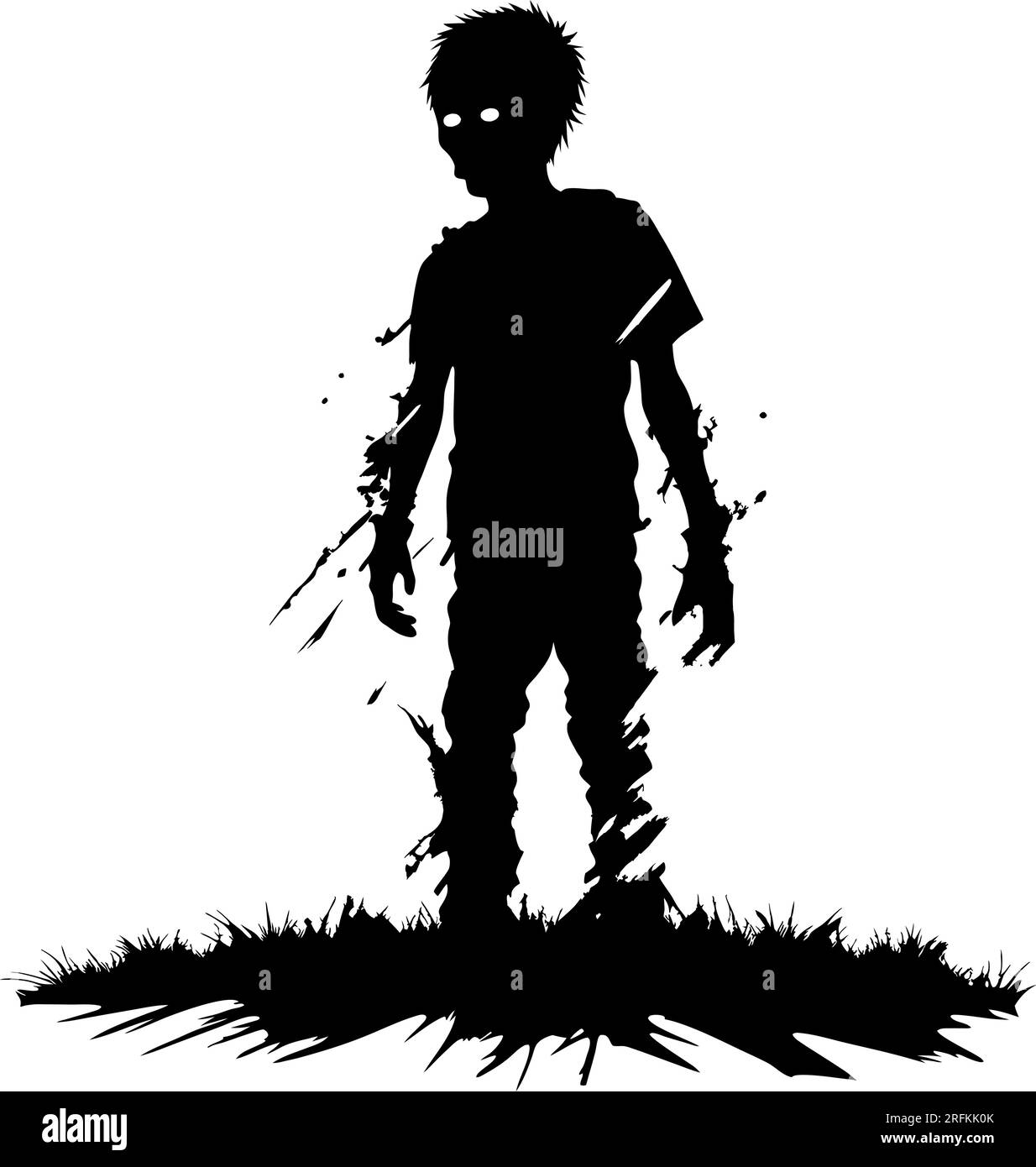 vector zombie silhoutte. standing creepy zombie. angry zombie with dark ...