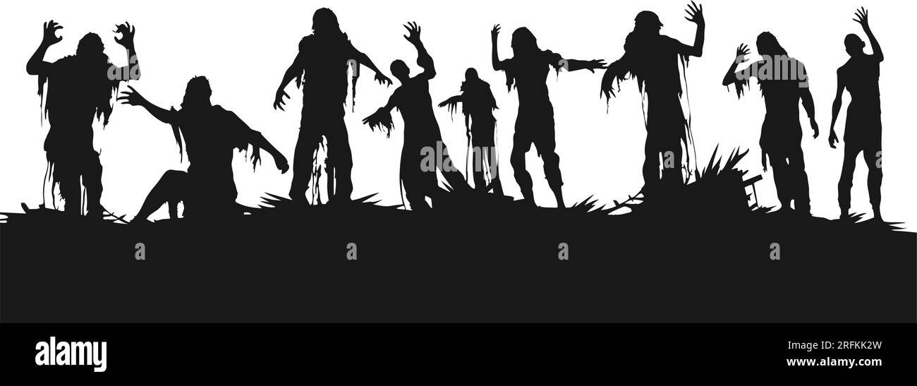 vector a set of zombie silhouettes. vector walking zombies. zombies ...