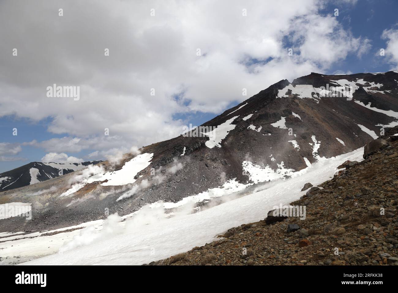 View taken while climbing Asahidake (Mount Asahi), the highest mountain ...