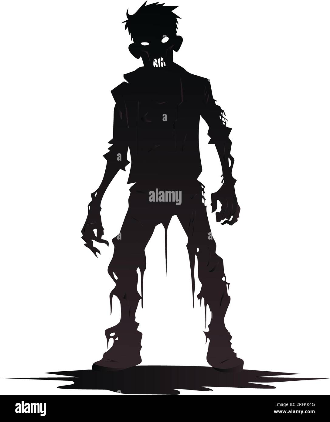 vector zombie silhoutte. standing creepy zombie. angry zombie with dark ...
