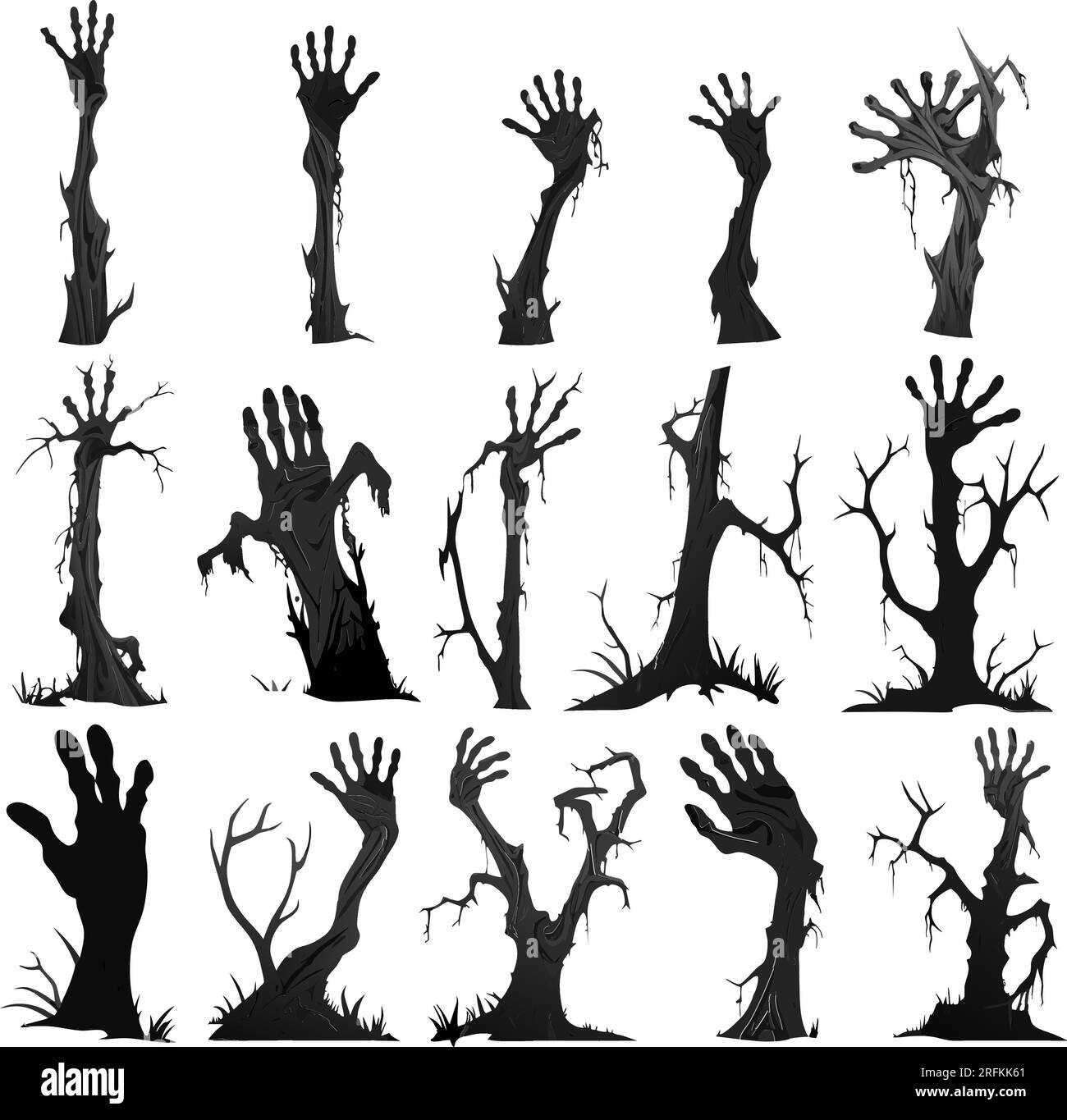 Zombie hands silhouette. Creepy zombie crooked lambs stick out of ...