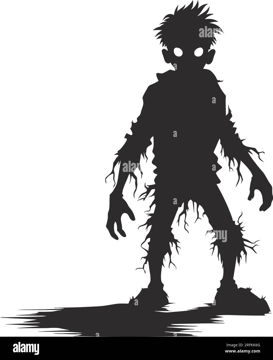 vector zombie walking out from grave. standing zombie and raising hands ...