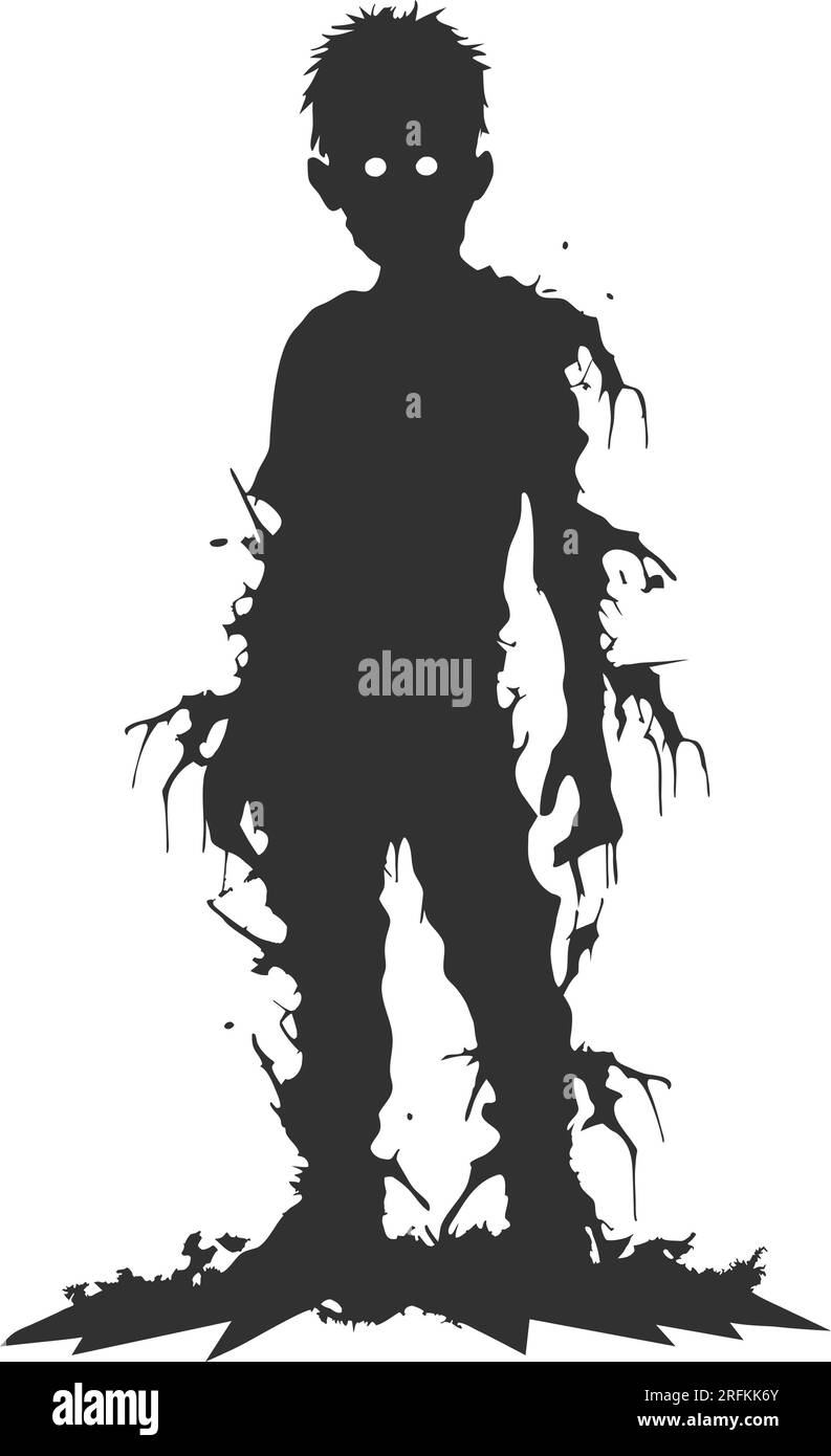 vector zombie standing. walking zombie. zombie man with a piece of tree ...