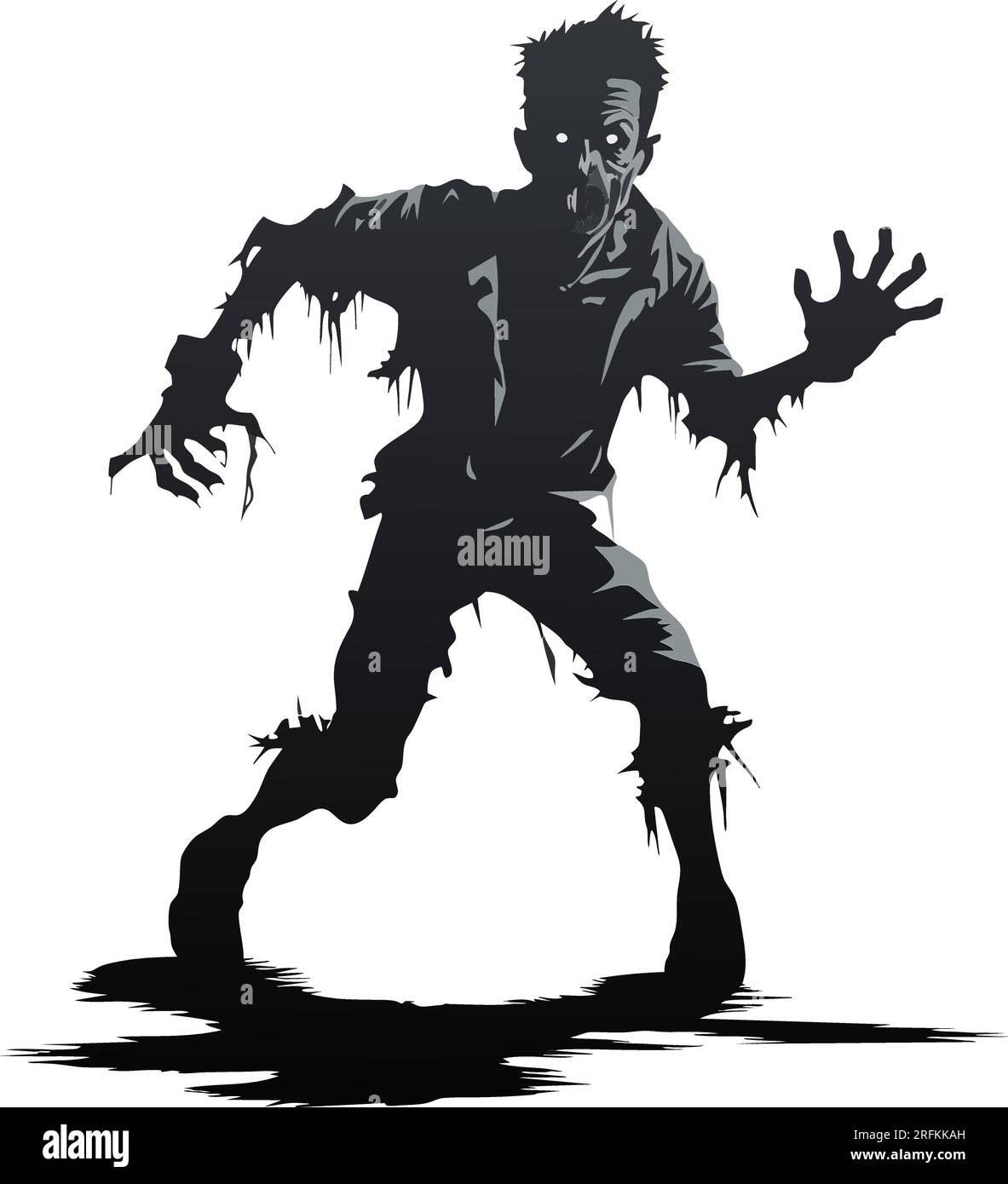 vector zombie standing. walking zombie. zombie man with a piece of tree ...