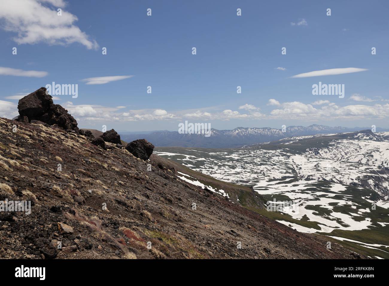 View taken while climbing Asahidake (Mount Asahi), the highest mountain ...