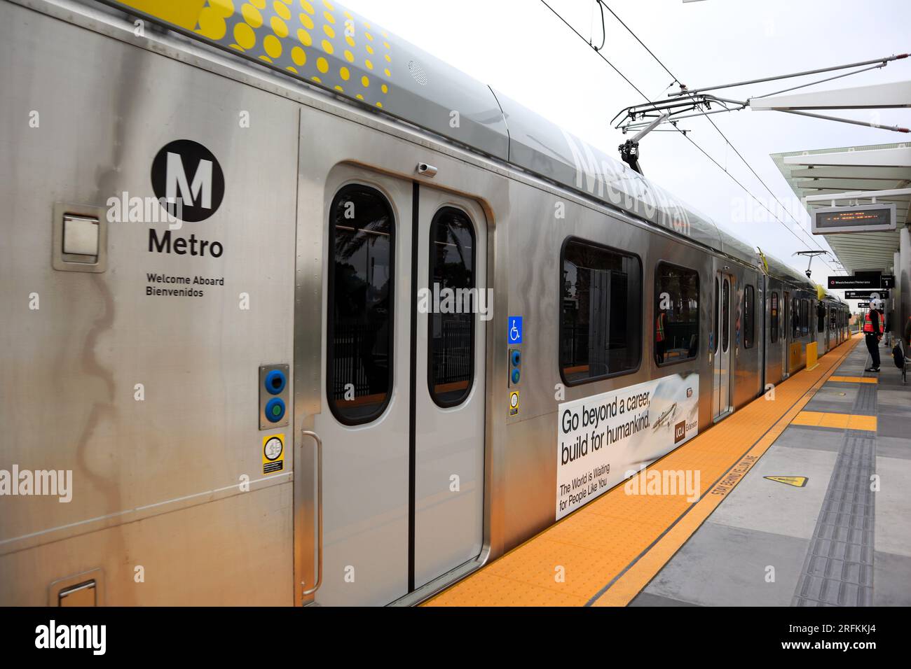 Los Angeles, California: view of Metro Rail Train, the Public Transport ...