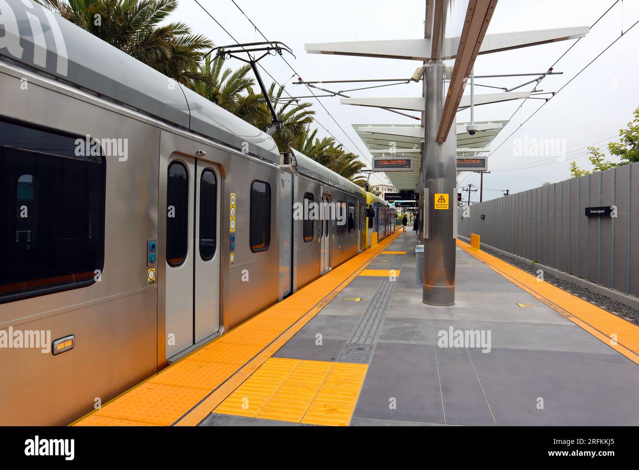 Los Angeles, California: view of Metro Rail Train, the Public Transport ...