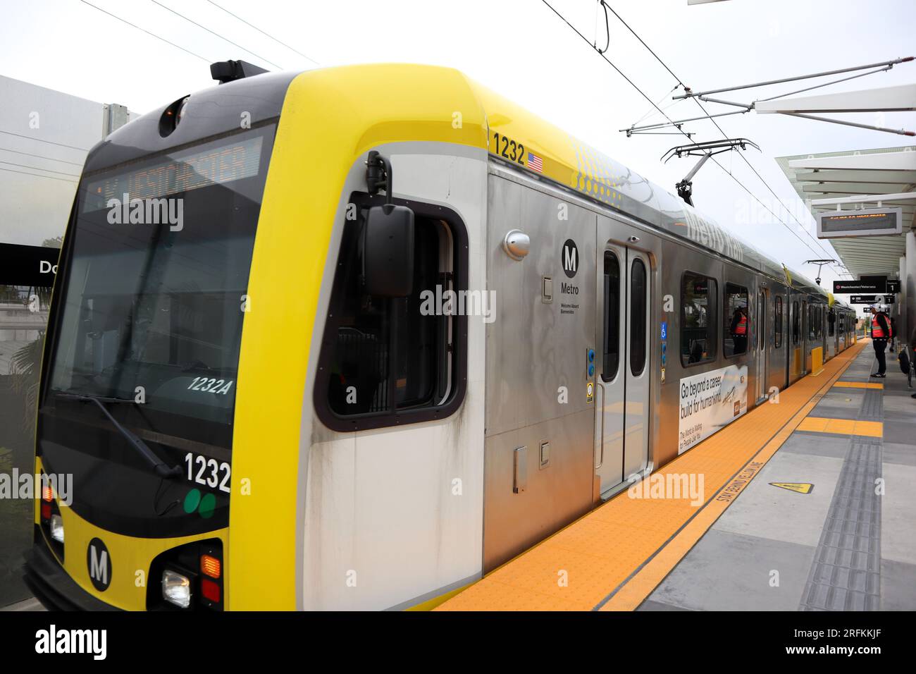 Los Angeles, California: view of Metro Rail Train, the Public Transport ...