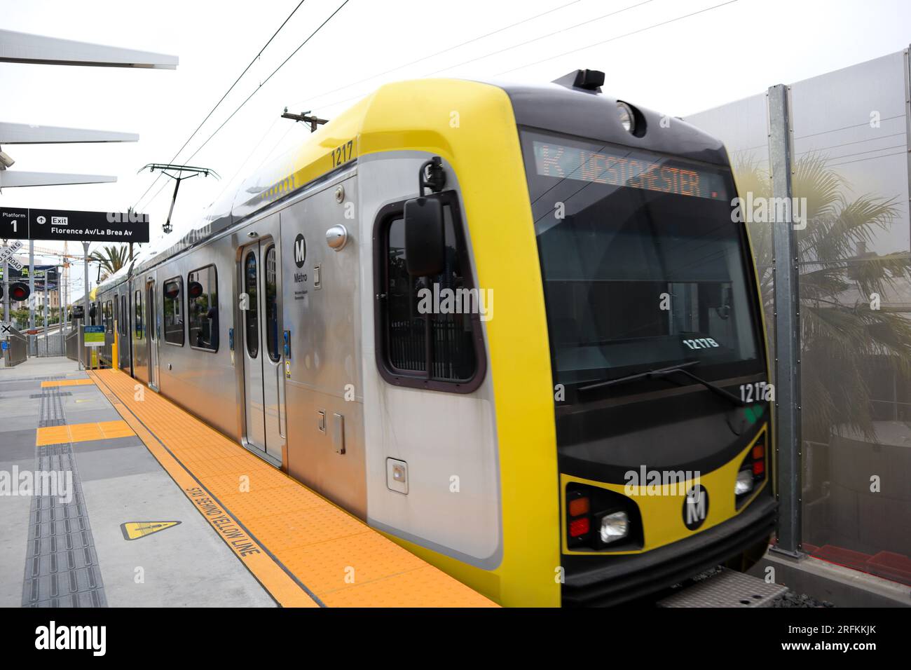 Los Angeles, California: view of Metro Rail Train, the Public Transport ...