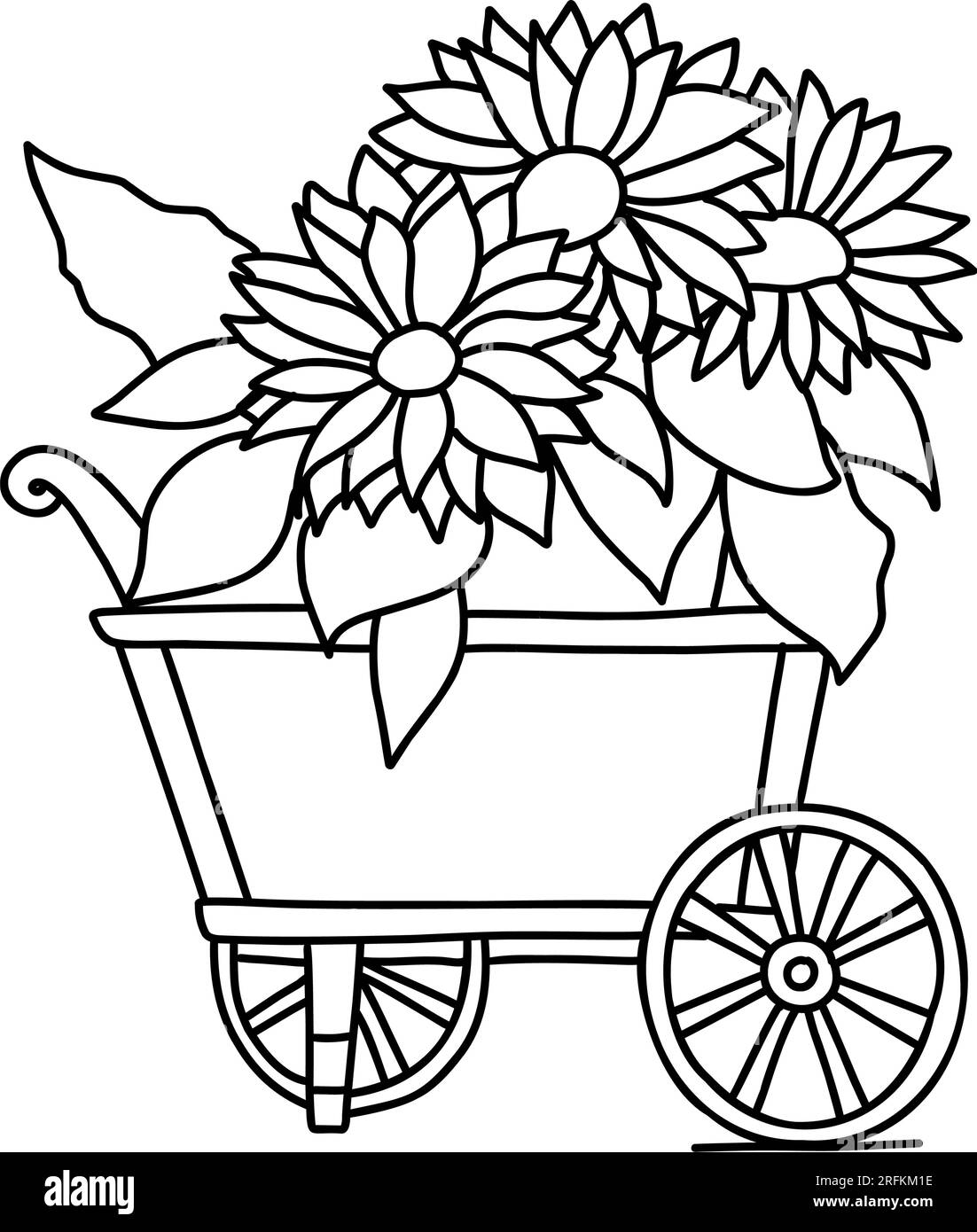 Coloring page with sunflowers, autumn coloring Stock Vector Image & Art ...
