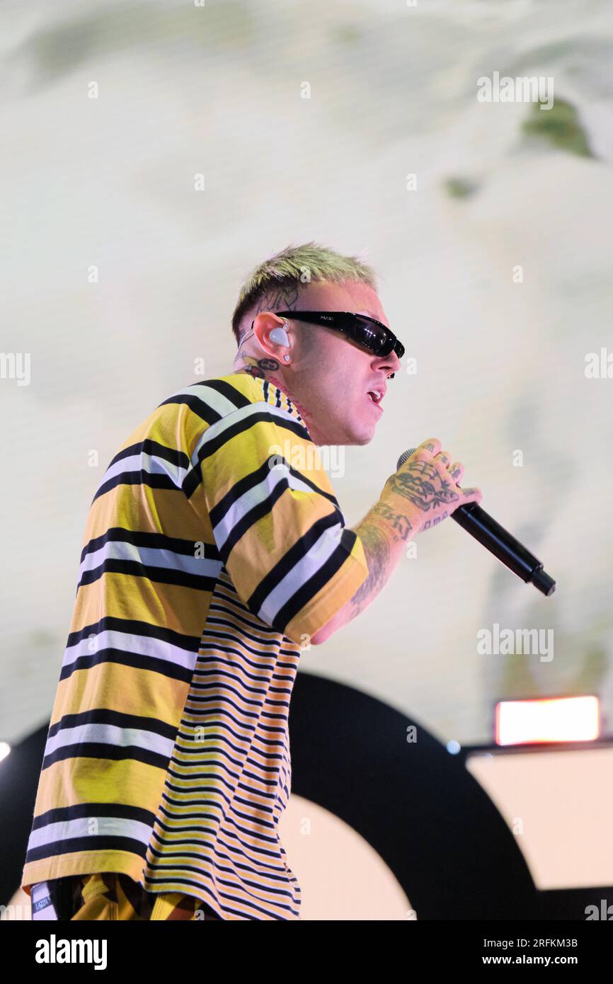 Lanciano, Italy. 03rd Aug, 2023. The rapper Jacopo Lazzarini, Alias ...