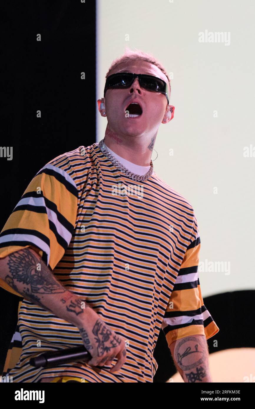 Lanciano, Italy. 03rd Aug, 2023. The rapper Jacopo Lazzarini, Alias ...