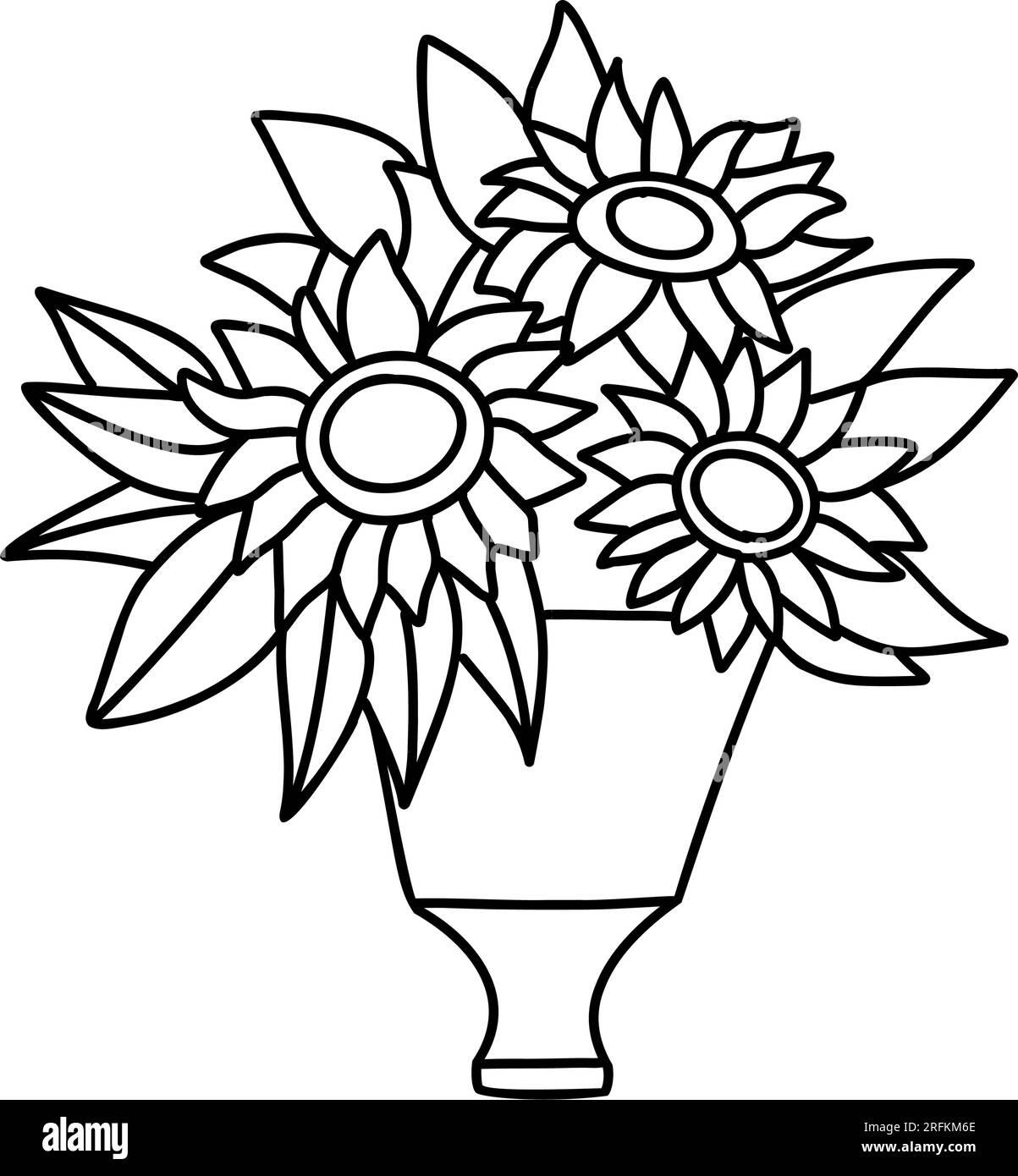 Coloring page with sunflowers, autumn coloring Stock Vector Image & Art ...