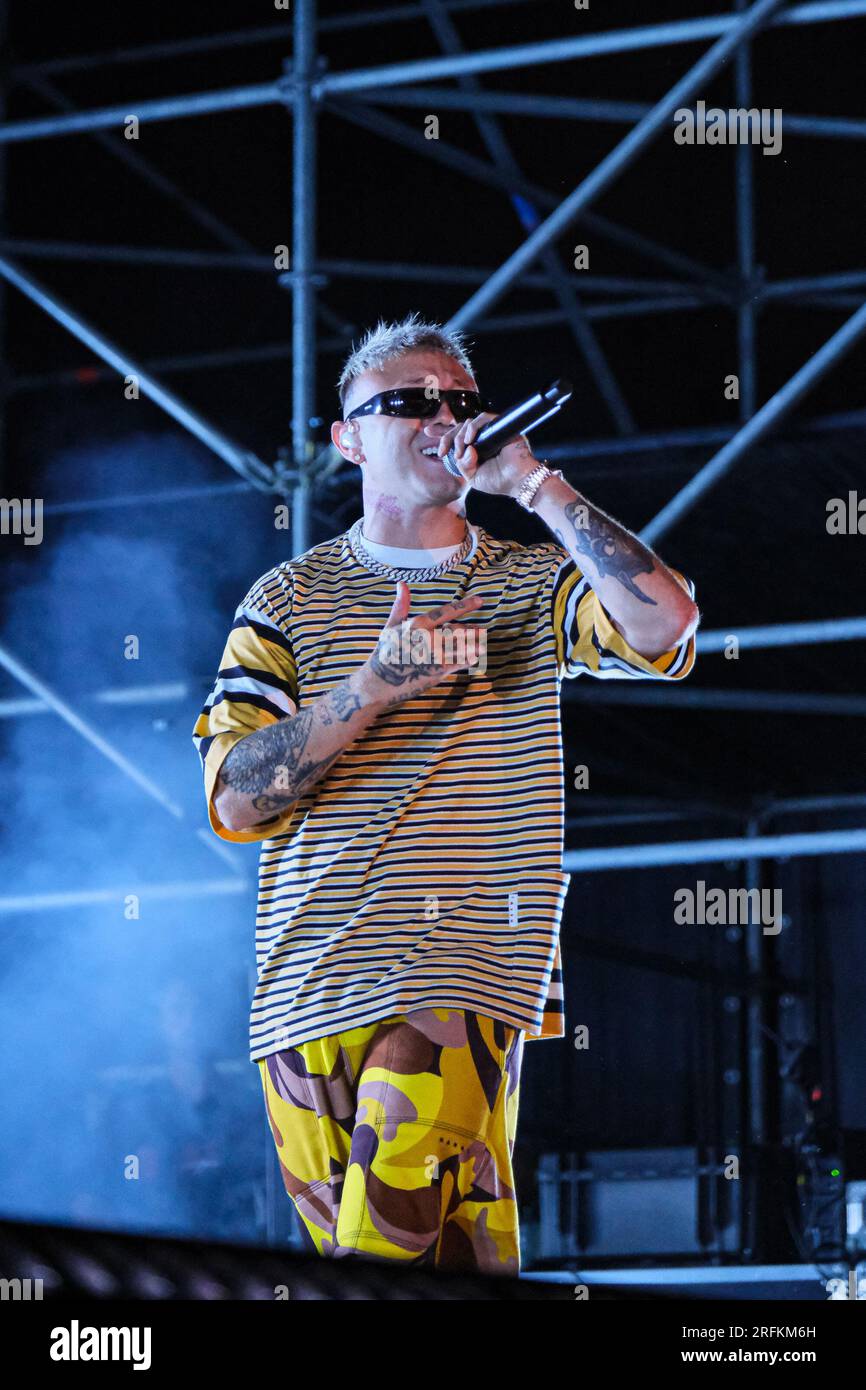Lanciano, Italy. 03rd Aug, 2023. The rapper Jacopo Lazzarini, Alias ...
