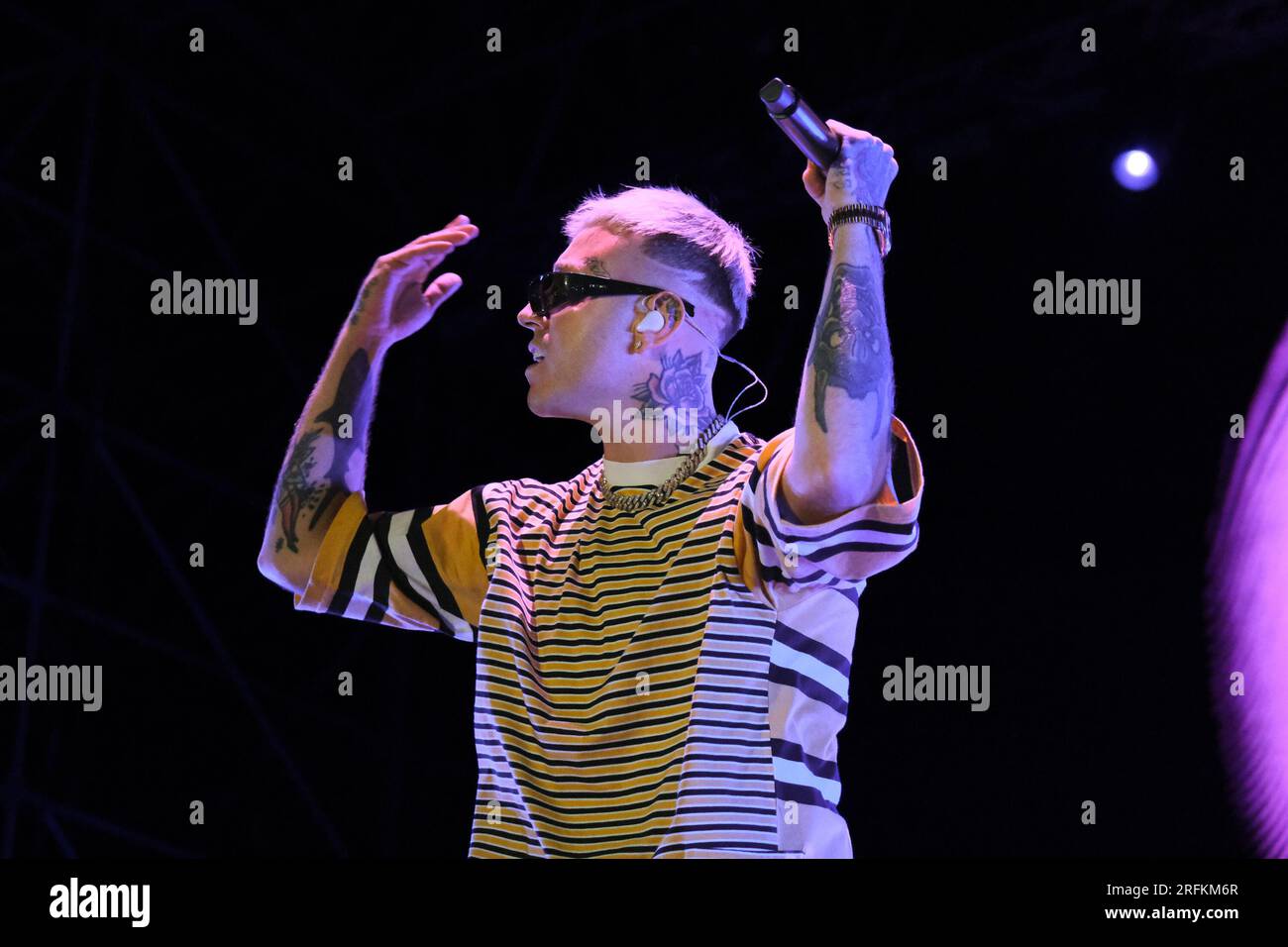 Lanciano, Italy. 03rd Aug, 2023. The rapper Jacopo Lazzarini, Alias ...