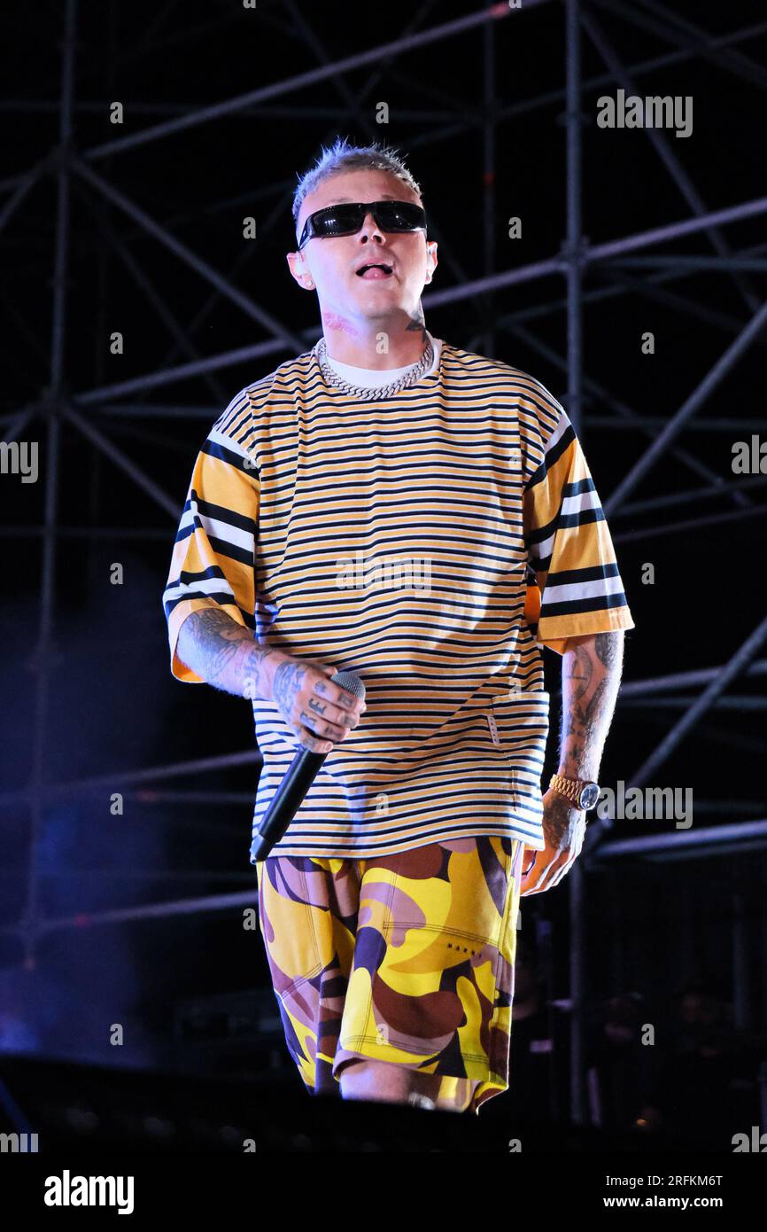 Lanciano, Italy. 03rd Aug, 2023. The rapper Jacopo Lazzarini, Alias ...