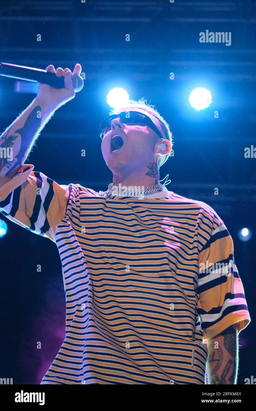 Lanciano, Italy. 03rd Aug, 2023. The rapper Jacopo Lazzarini, Alias ...