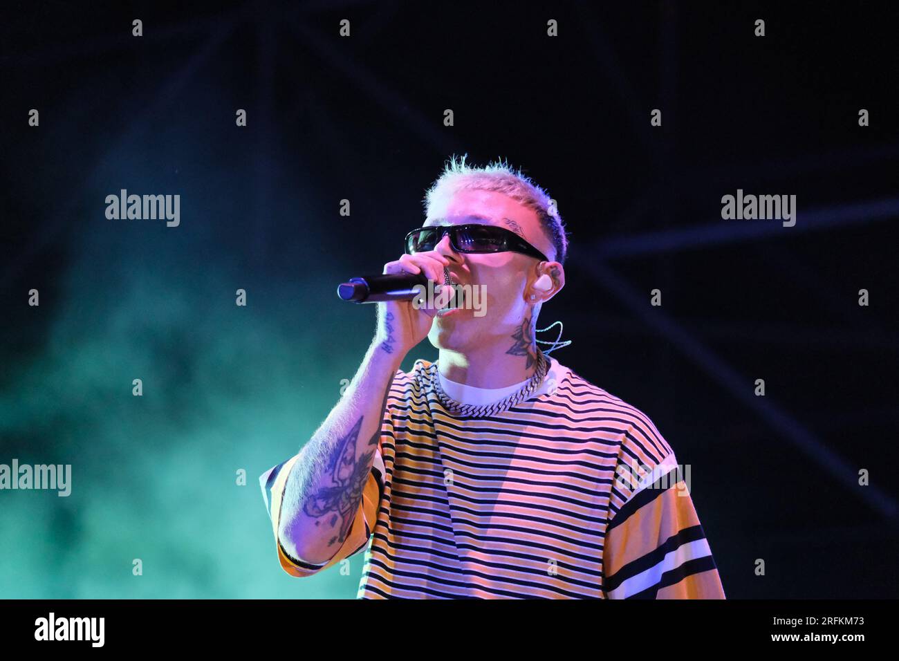 Lanciano, Italy. 03rd Aug, 2023. The rapper Jacopo Lazzarini, Alias ...