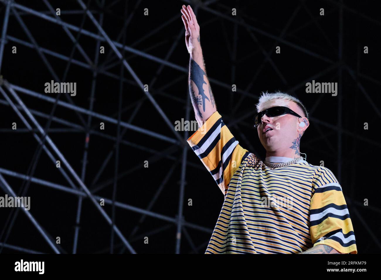 Lanciano, Italy. 03rd Aug, 2023. The rapper Jacopo Lazzarini, Alias ...