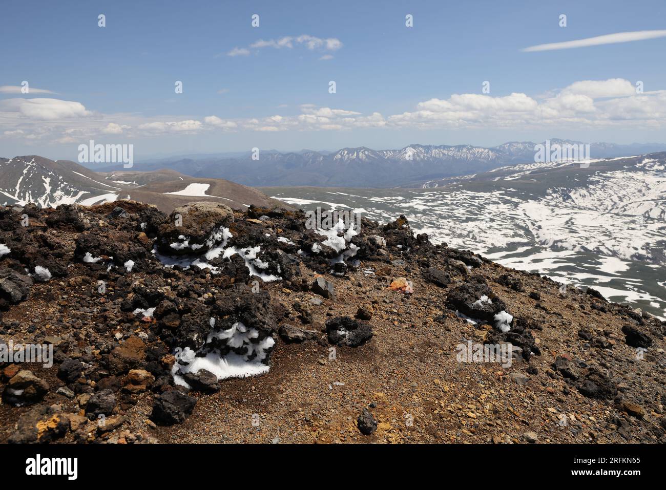 View taken while climbing Asahidake (Mount Asahi), the highest mountain ...