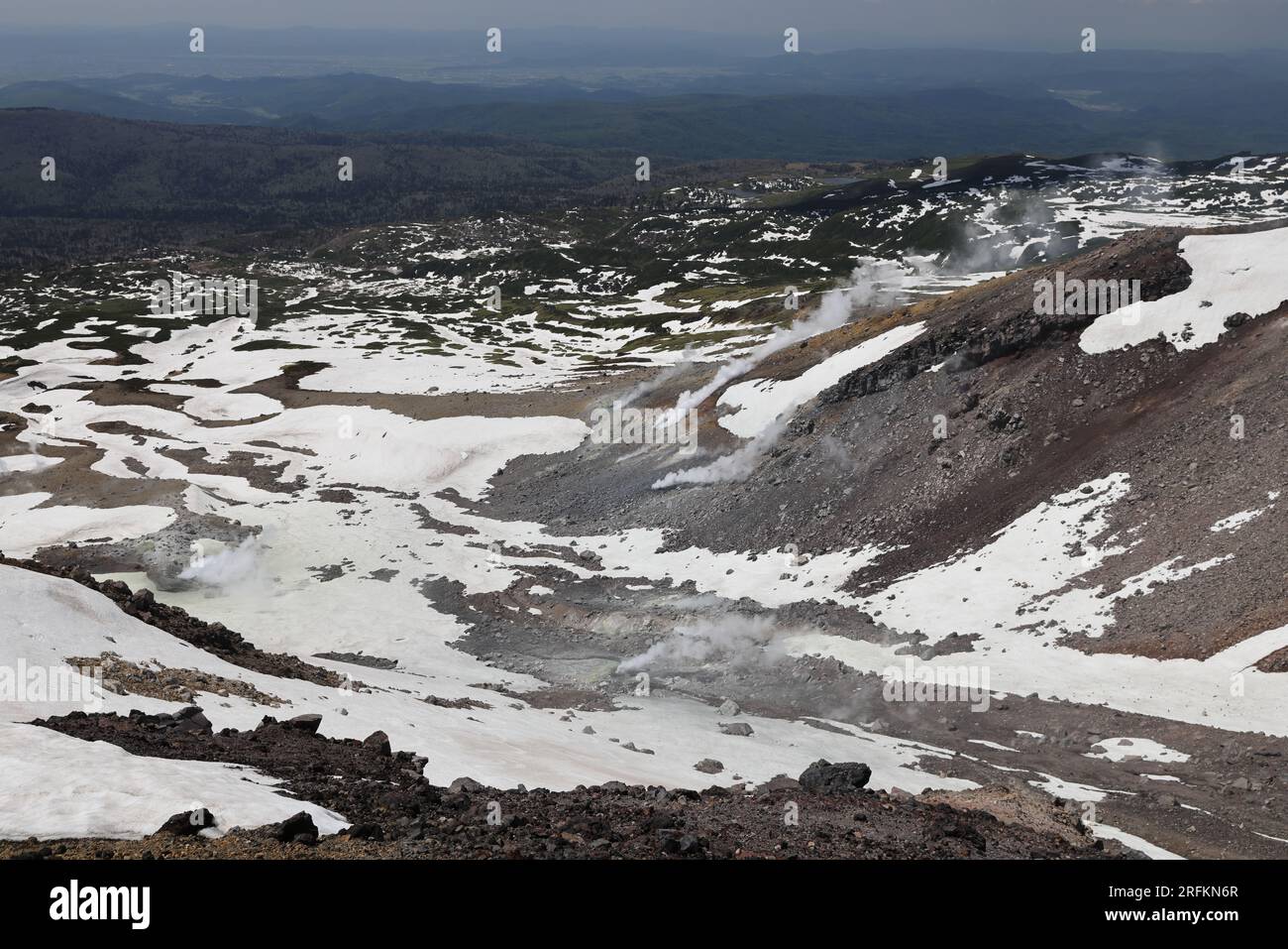 View taken while climbing Asahidake (Mount Asahi), the highest mountain ...