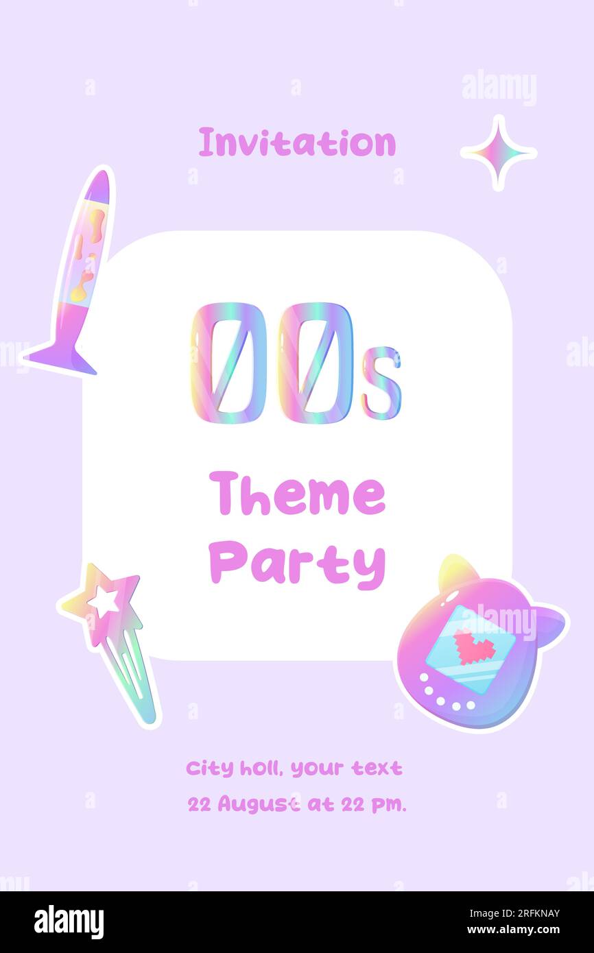 y2k invitation themed party 00s. tomagotchi, lava lamp .Holographic ...