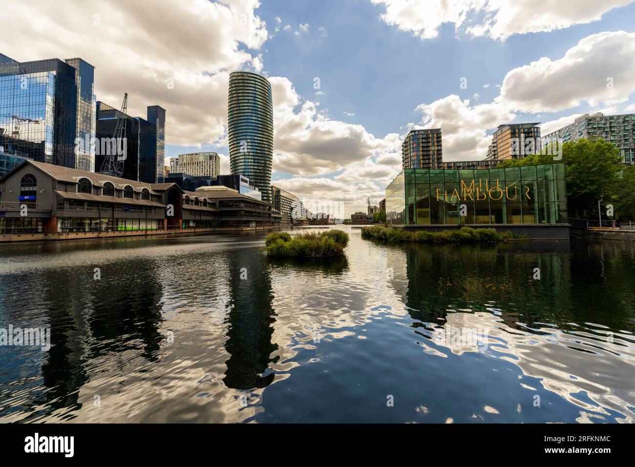 London, England, UK - August 5, 2022. Canary Wharf skyline. Located in ...