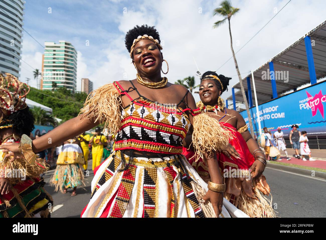 Salvador, Bahia, Brazil - February 11, 2023: Members of a traditional ...