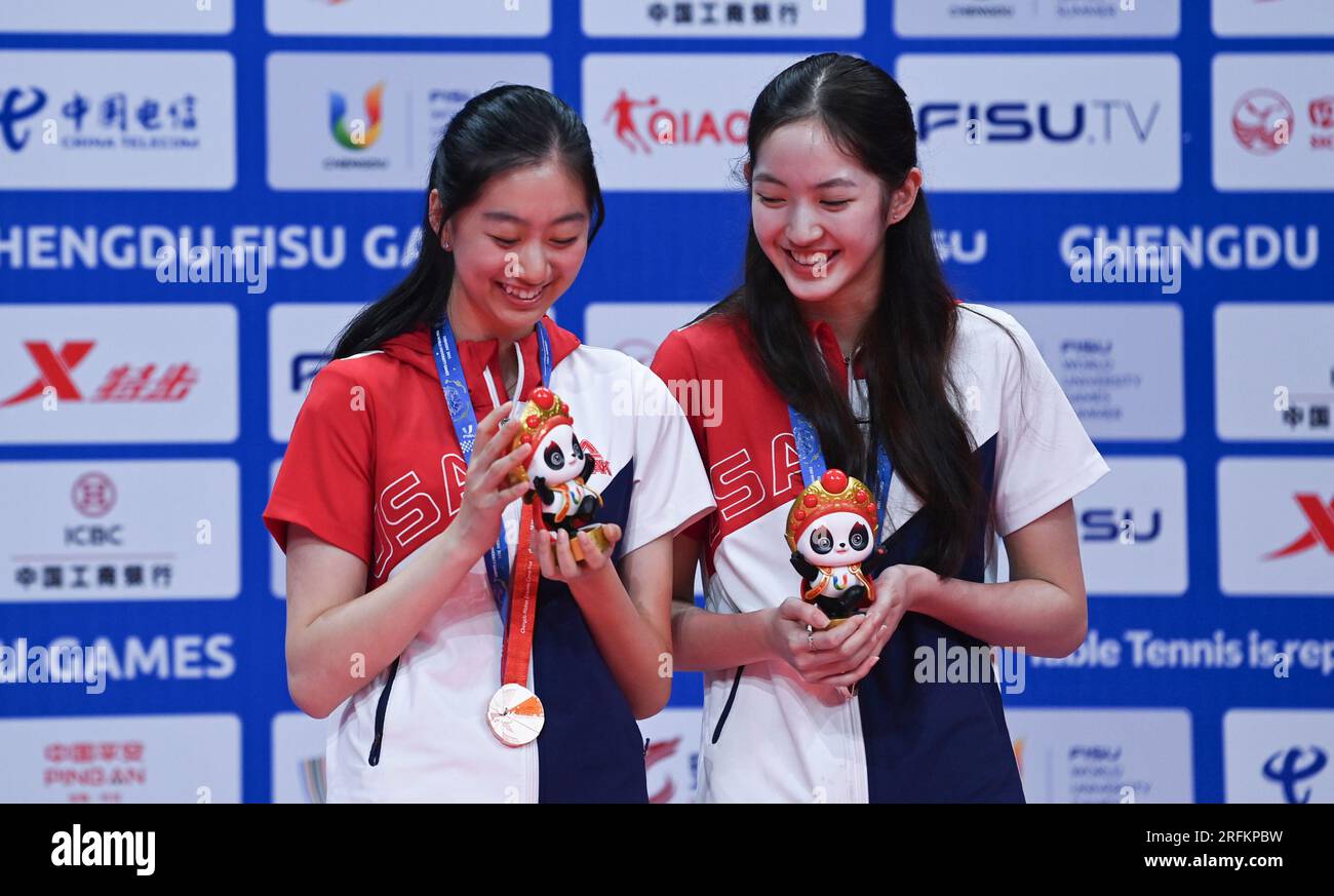 Chengdu, China's Sichuan Province. 4th Aug, 2023. Bronze medalists Sung ...