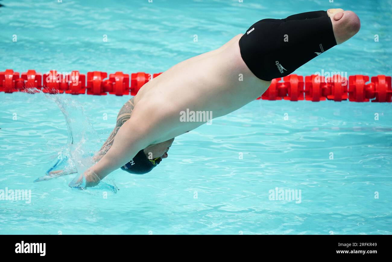New Zealand's Cameron Leslie in the Men's 50m Freestyle S4 heats during ...