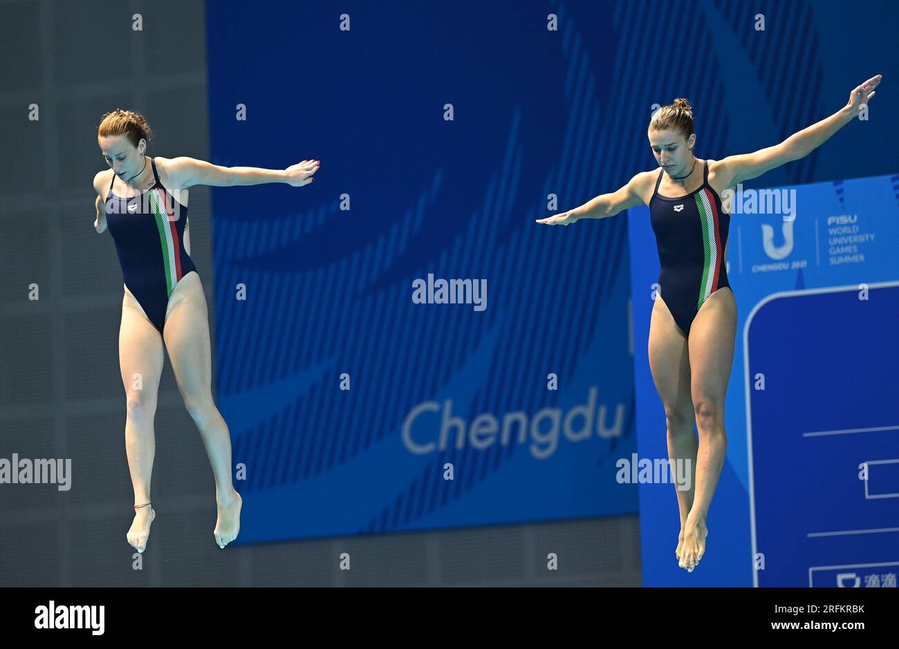 Chengdu, China's Sichuan Province. 4th Aug, 2023. Elettra Neroni (L)/Matilde Borello of Italy ...