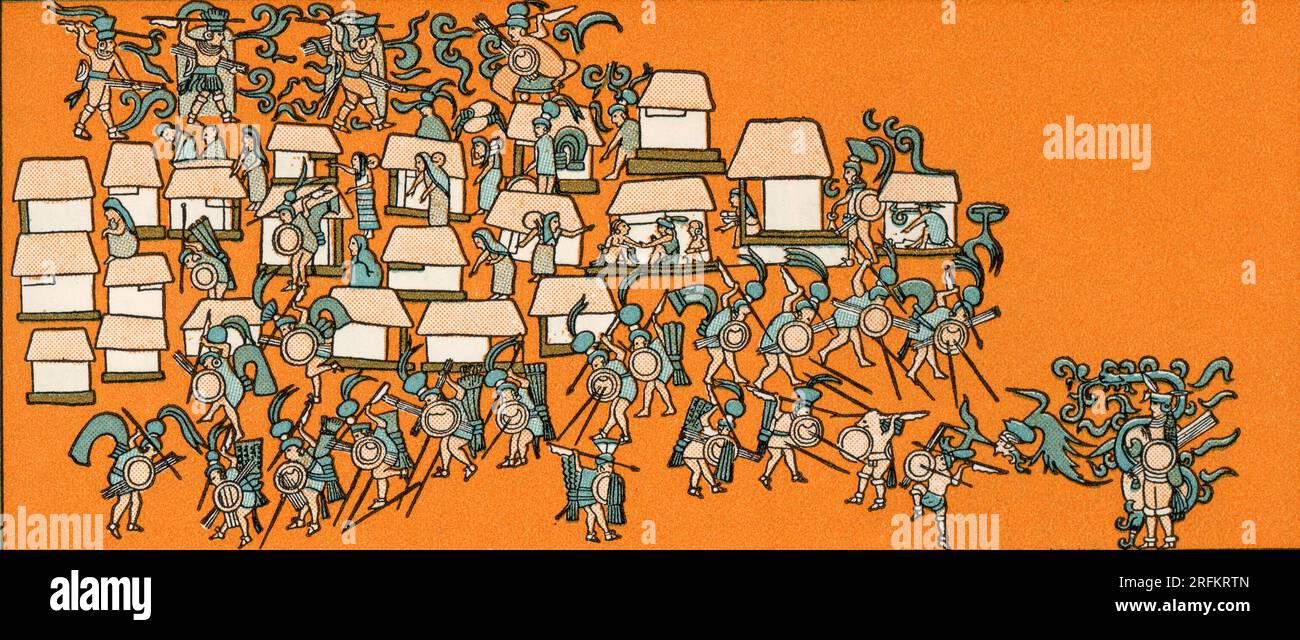 After a Maya mural depicting a battle scene. From Chichen Itza, Yucatan ...