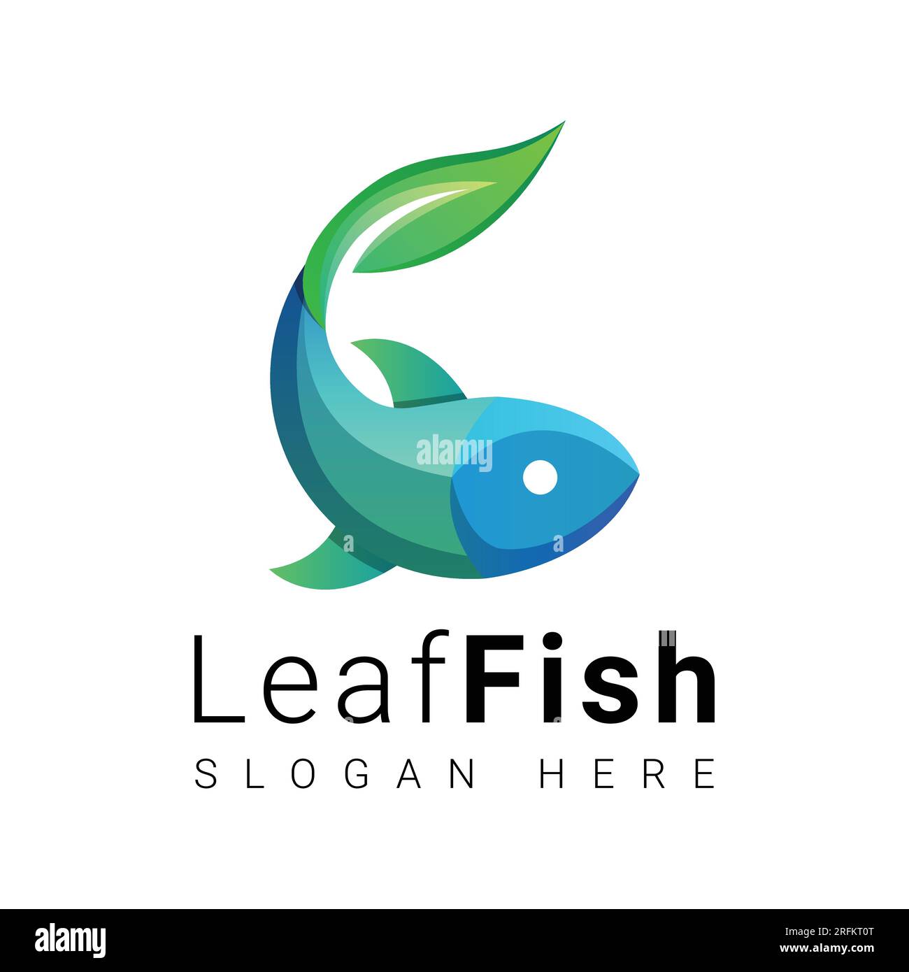 Modern Gradient Leaf Fish Logo Design Fish with Tail Leaf Logotype ...