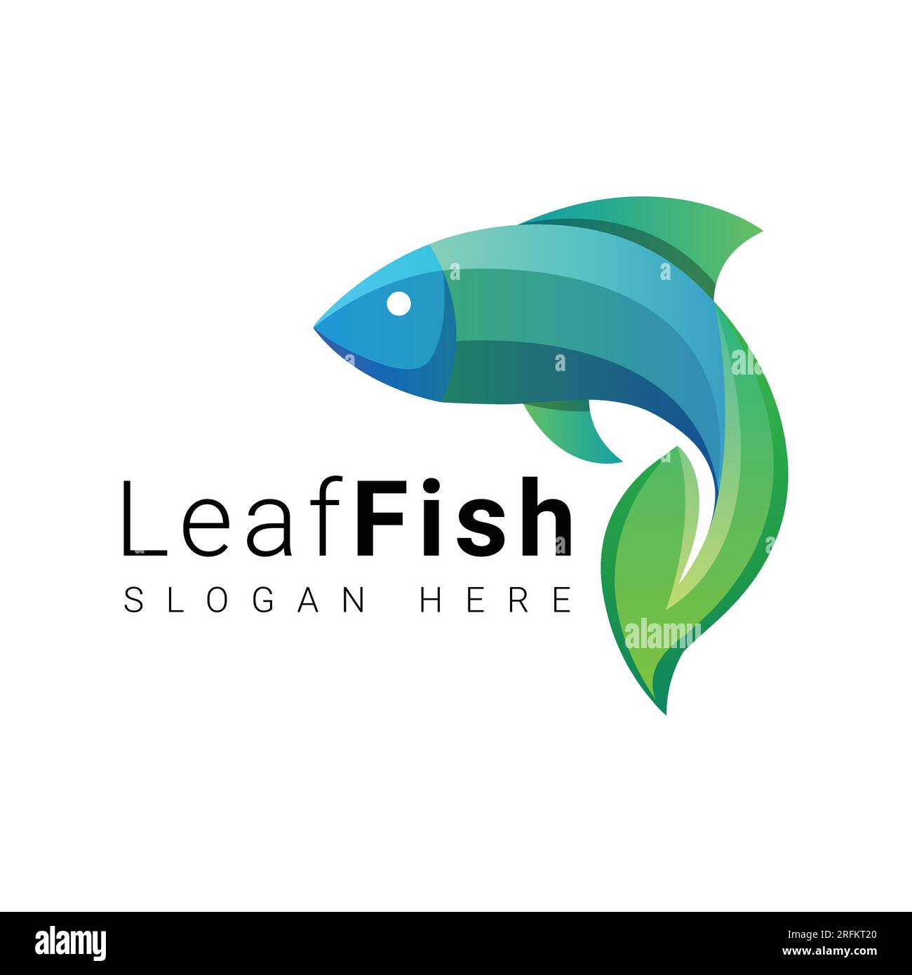 Modern Gradient Leaf Fish Logo Design Fish with Tail Leaf Logotype ...