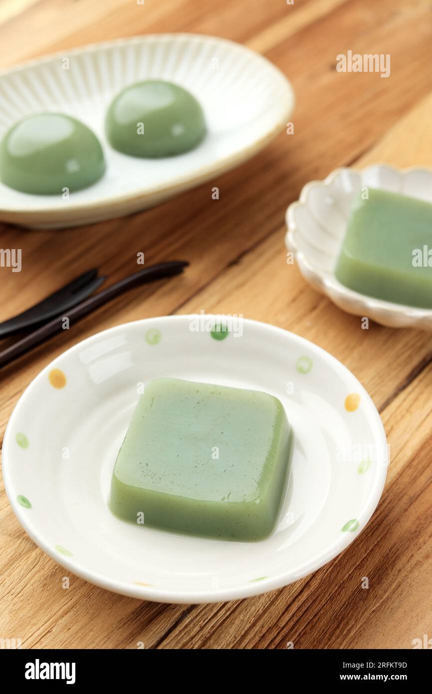 Japanese Sweets Matcha Mizu Yokan Stock Photo - Alamy