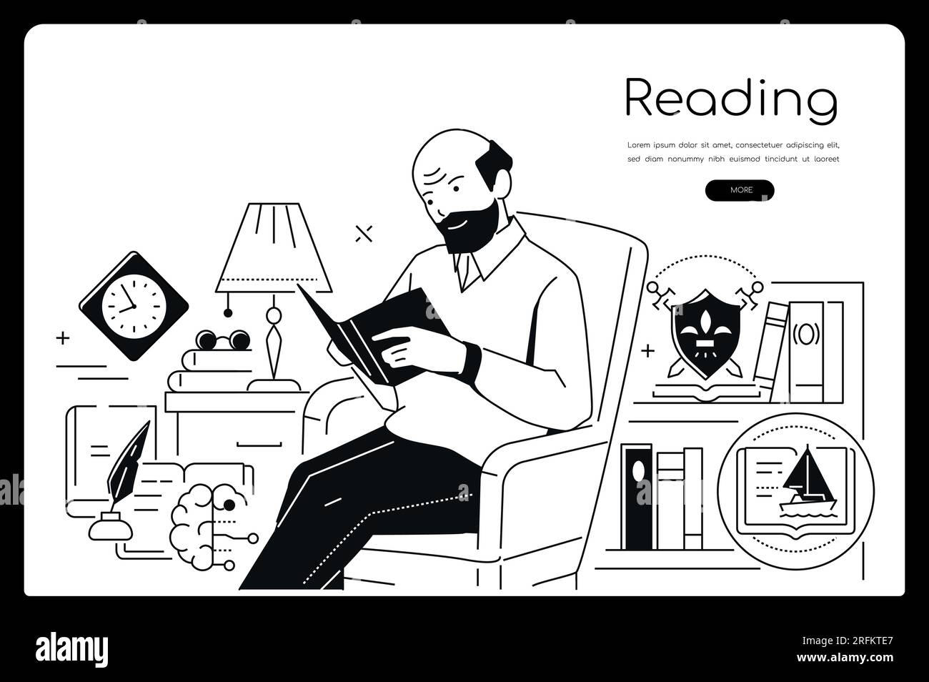 Casual man library reading Stock Vector Images - Alamy