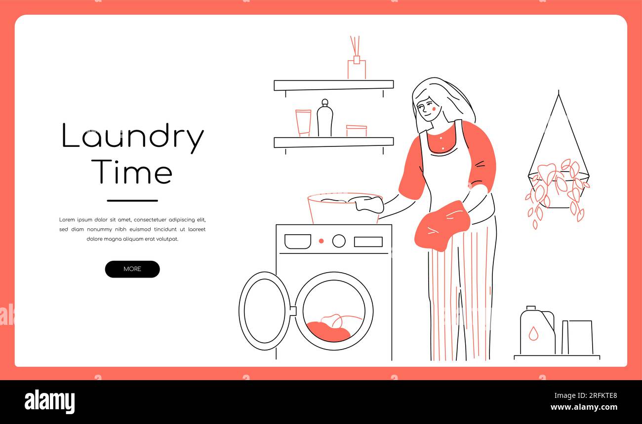 Laundry time - modern colorful flat design style illustration Stock Vector Image & Art - Alamy